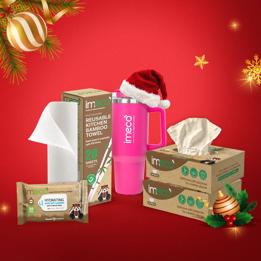ECO-SIPPER PRO (Pink, 1.2 L) with 2 Bamboo Facial Tissues (100 pulls ...