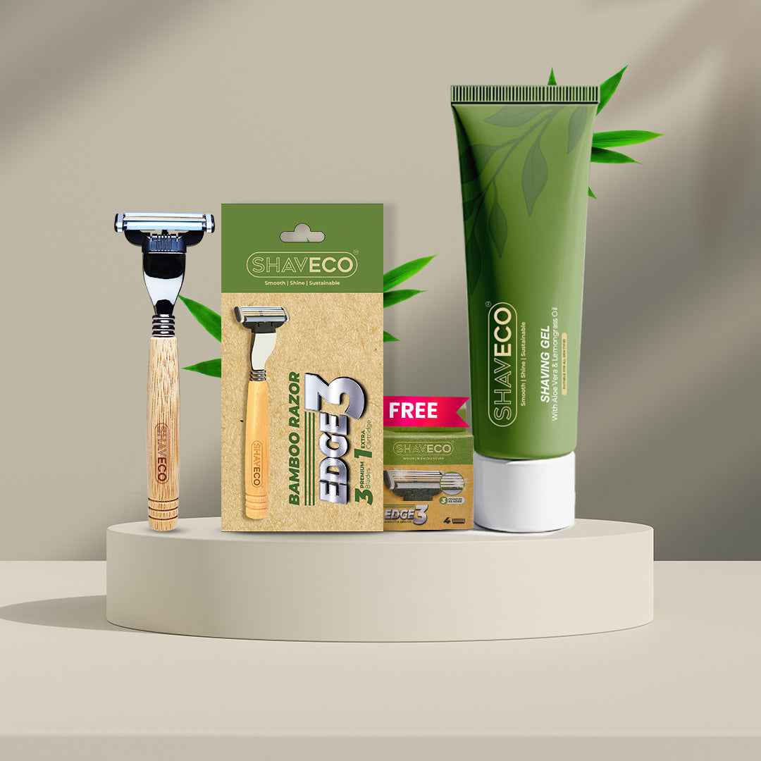 Buy Bamboo Edge 3 Razor & Shaving Gel Combo - Free Cartridge – Imeco India